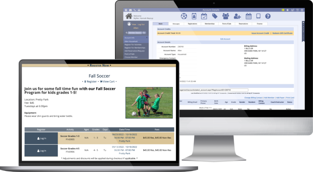 MyRec.com Recreation Software » Mockups