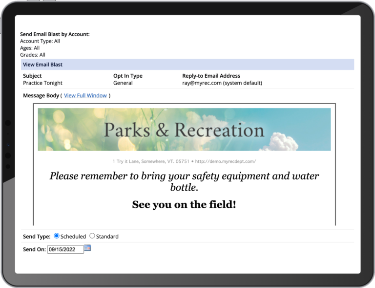 MyRec.com Recreation Software » Features