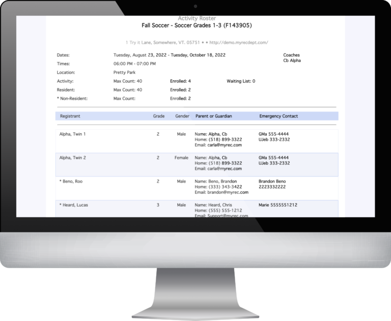 MyRec.com Recreation Software » Features